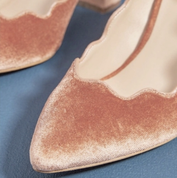Anthropologie | Shoes | Htf Anthropologie Scalloped Velvet Heels | Poshmark